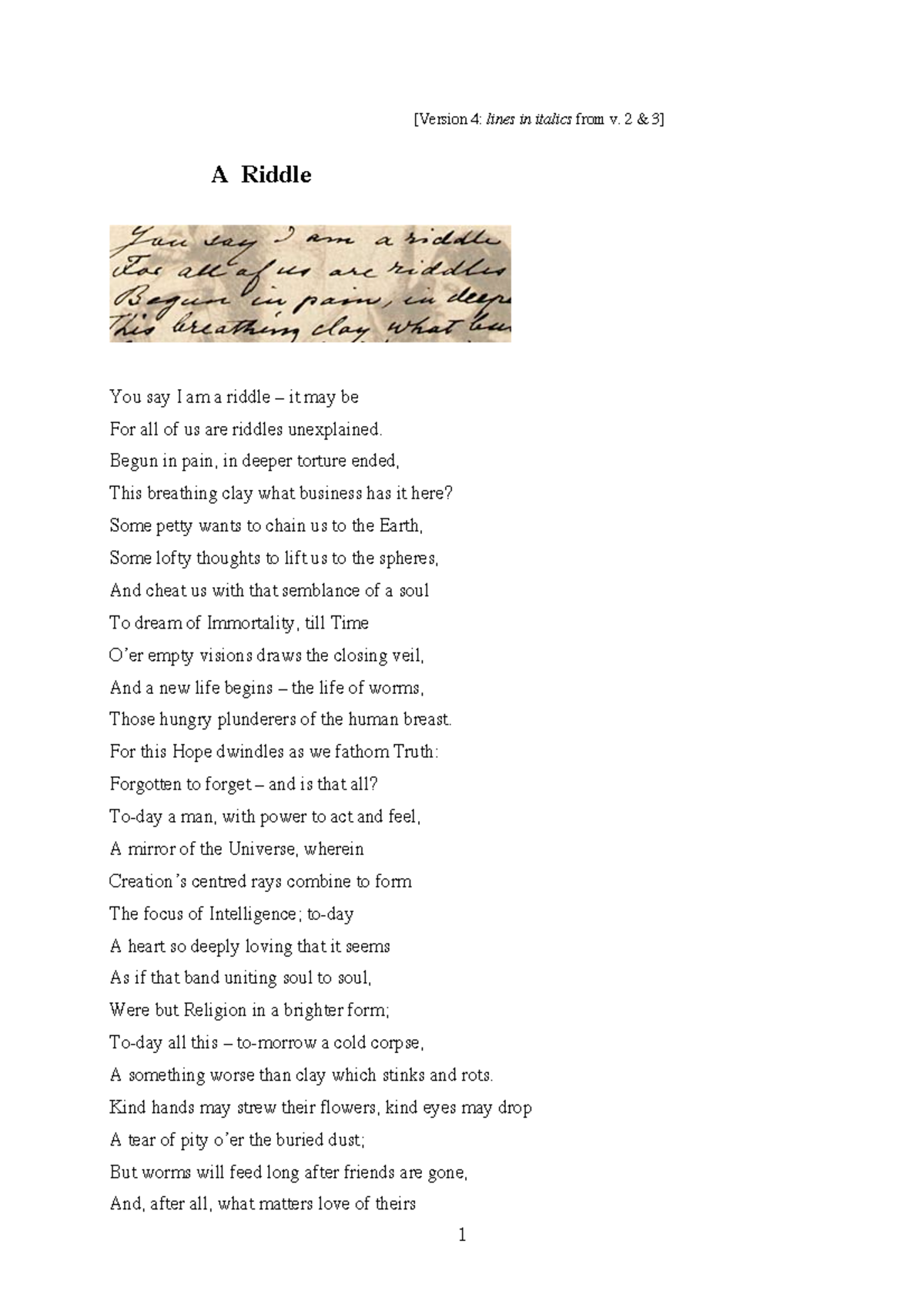 Riddle: A Poetic Exploration by Sir Alfred Nobel - Analysis - Studocu