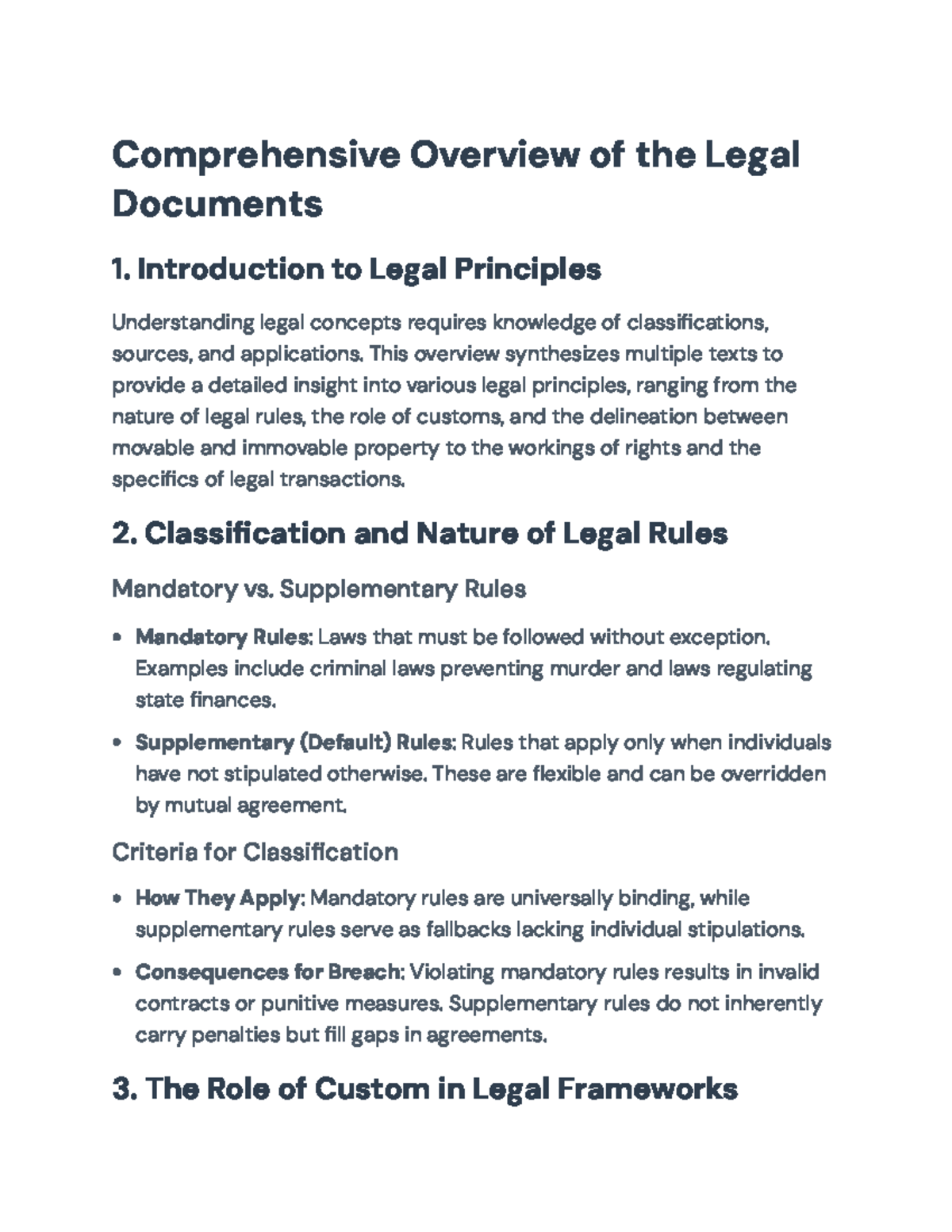 Legal Principles Overview: Classifications, Custom, & Property Types ...