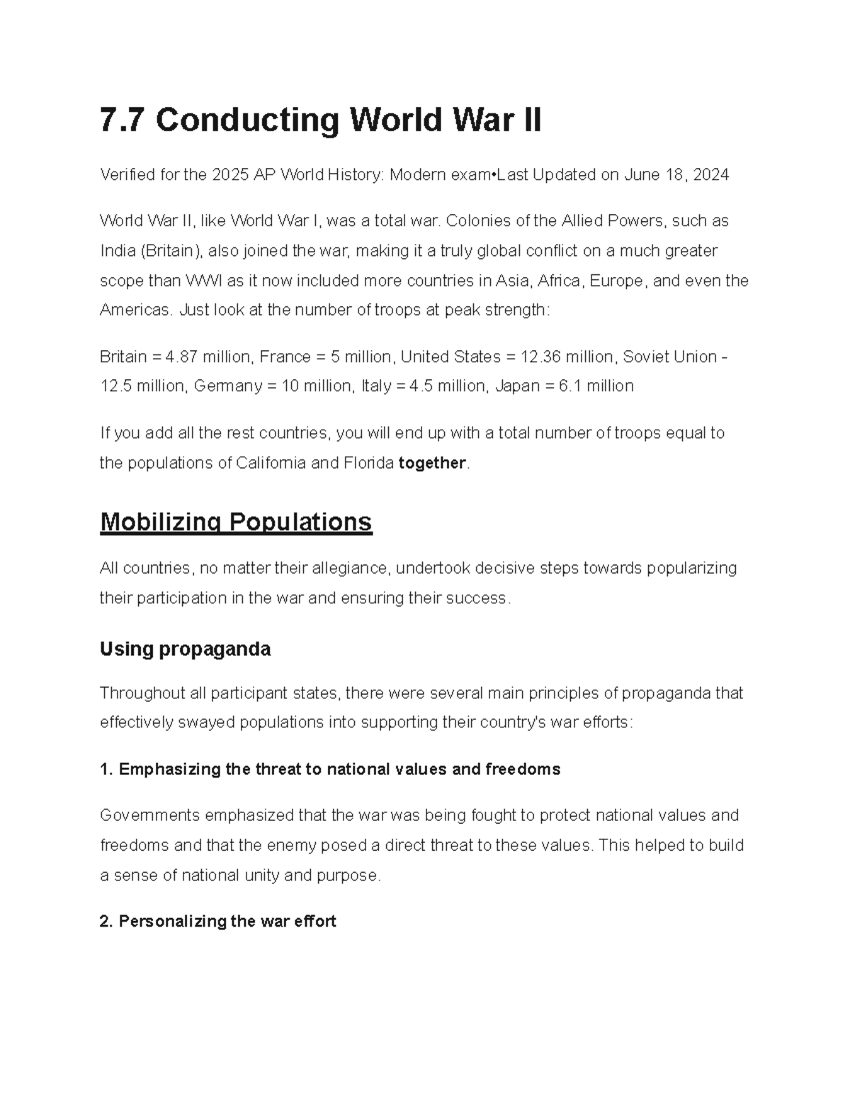 Conducting World War II: Mobilizing Populations and Propaganda ...