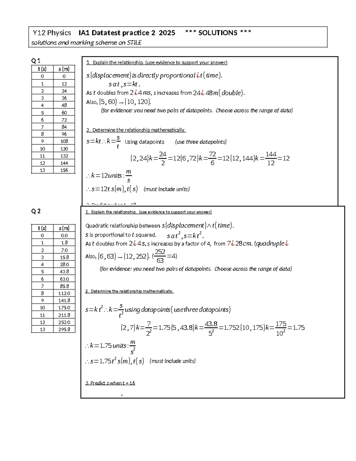 IA1 Physics Practice 2 2025 Solutions and Marking Scheme - Studocu