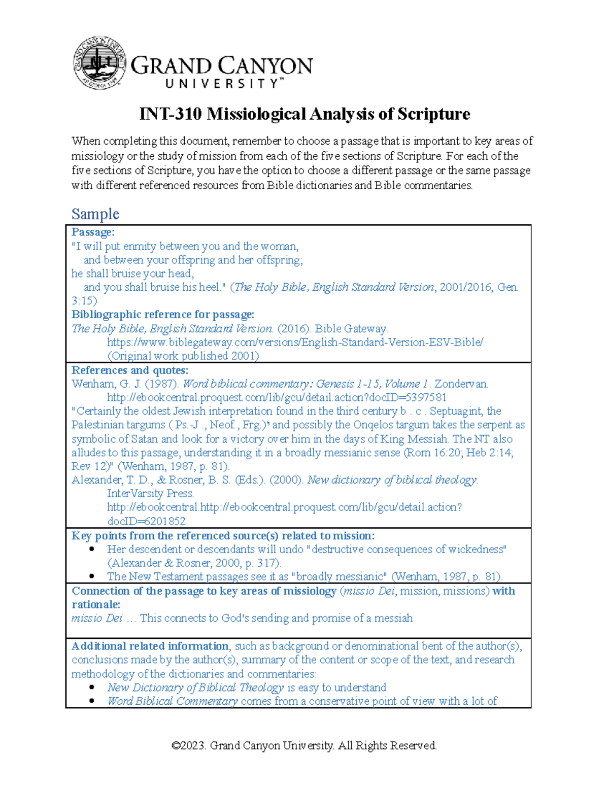 INT-310 Missiological Analysis of Scripture: Key Passages & Insights ...