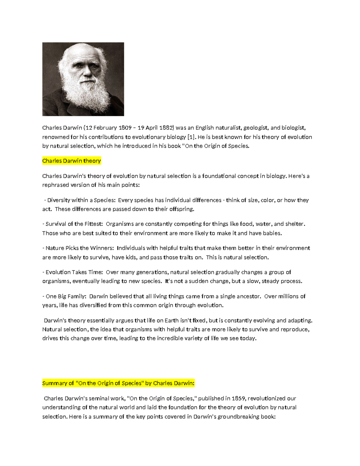 Charles - He is best known for his theory of evolution by natural ...