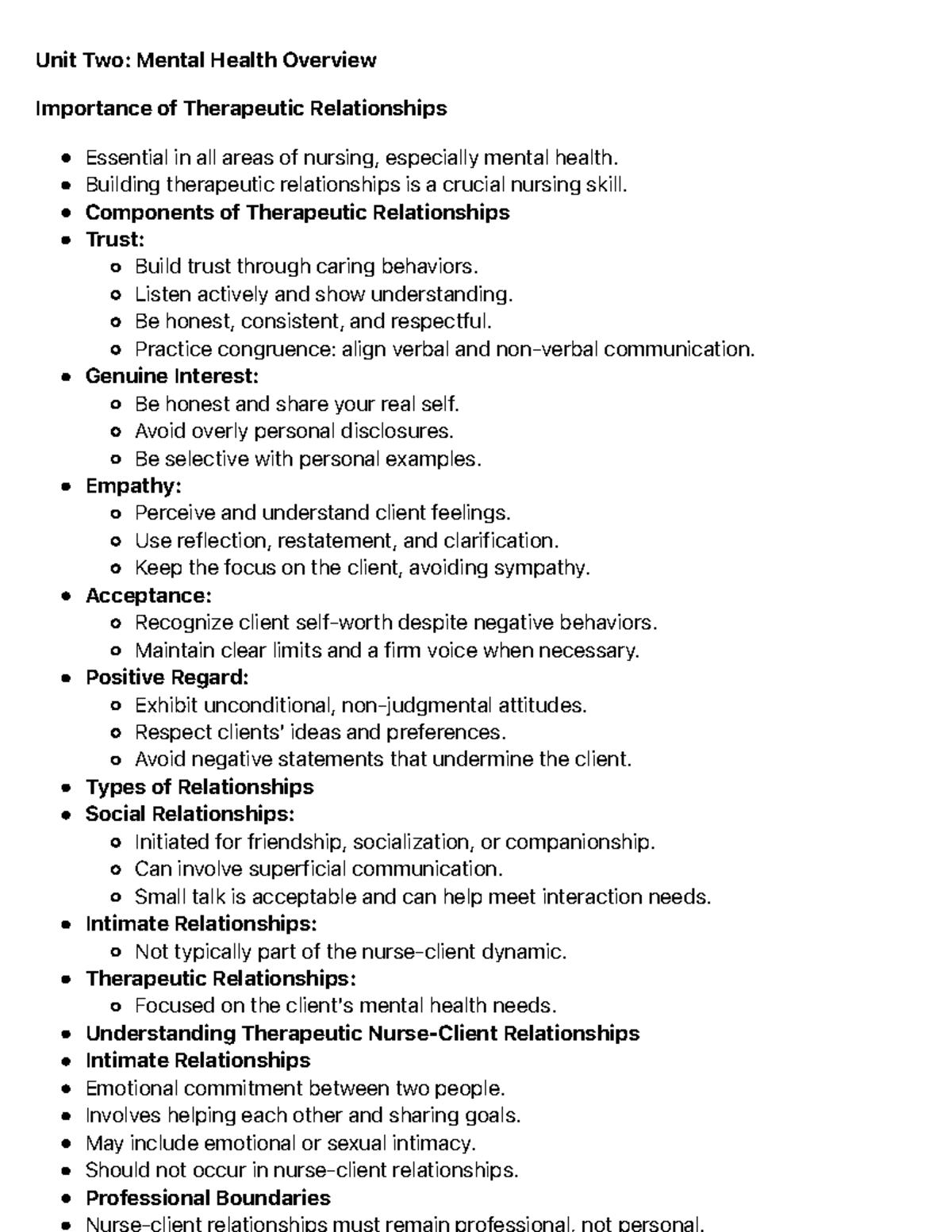 Unit Two Mental Health Overview - Unit Two: Mental Health Overview ...