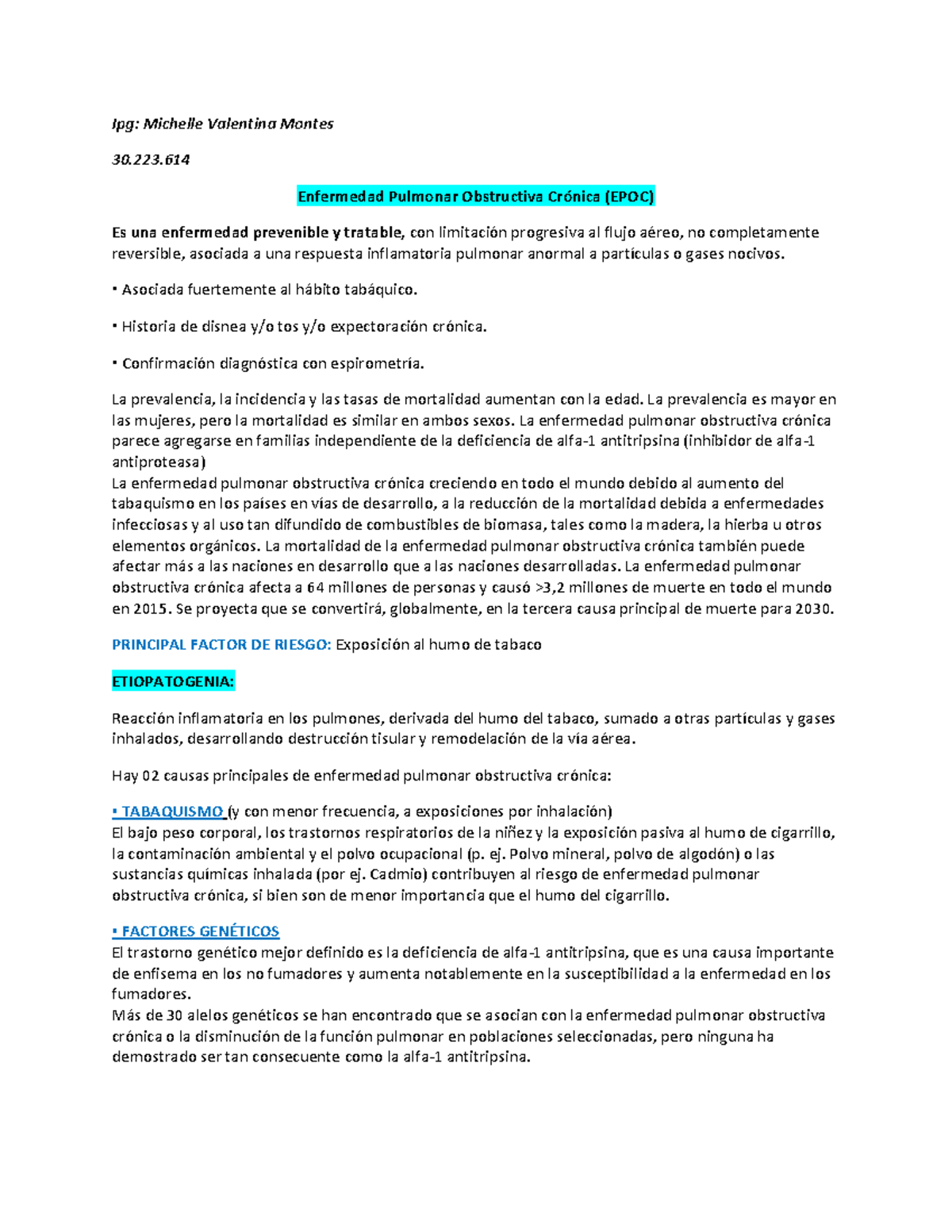 EPOC: Enfermedad Pulmonar Obstructiva Crónica - Notas de Michelle ...