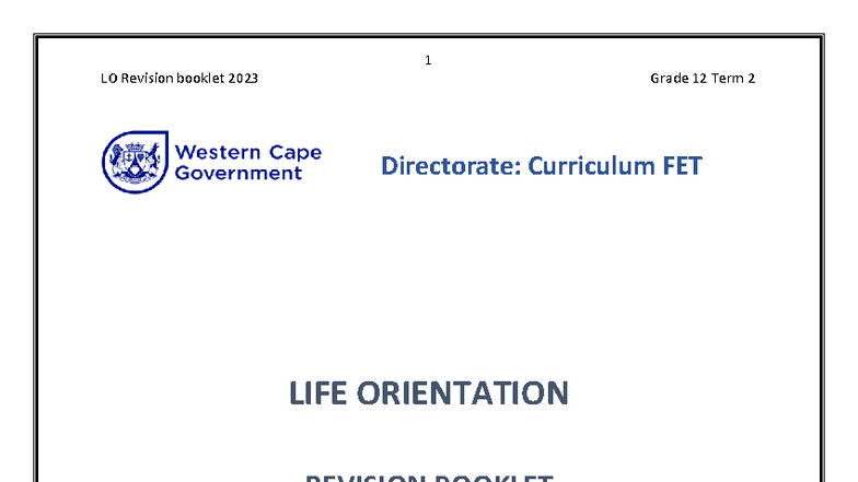 LO Revision Booklet 2023 Grade 12 Term 2: Key Concepts & Skills - Studocu