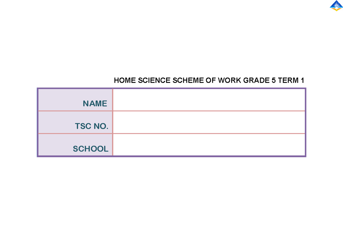 H-SCI Grade 5 Term 1 - Home Science Scheme of Work - Studocu