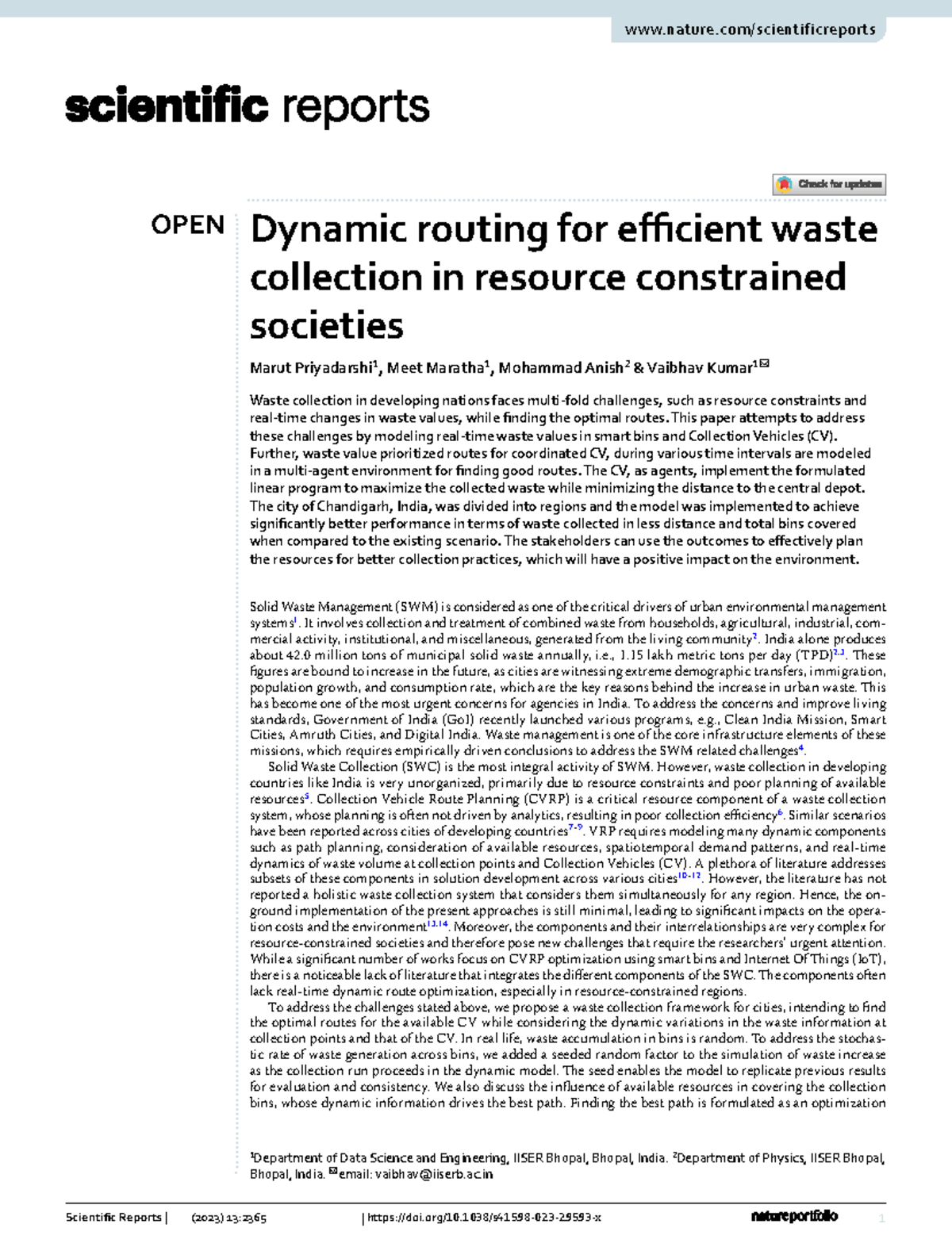 Dynamic Routing for Efficient Waste Collection in Resource-Constrained ...