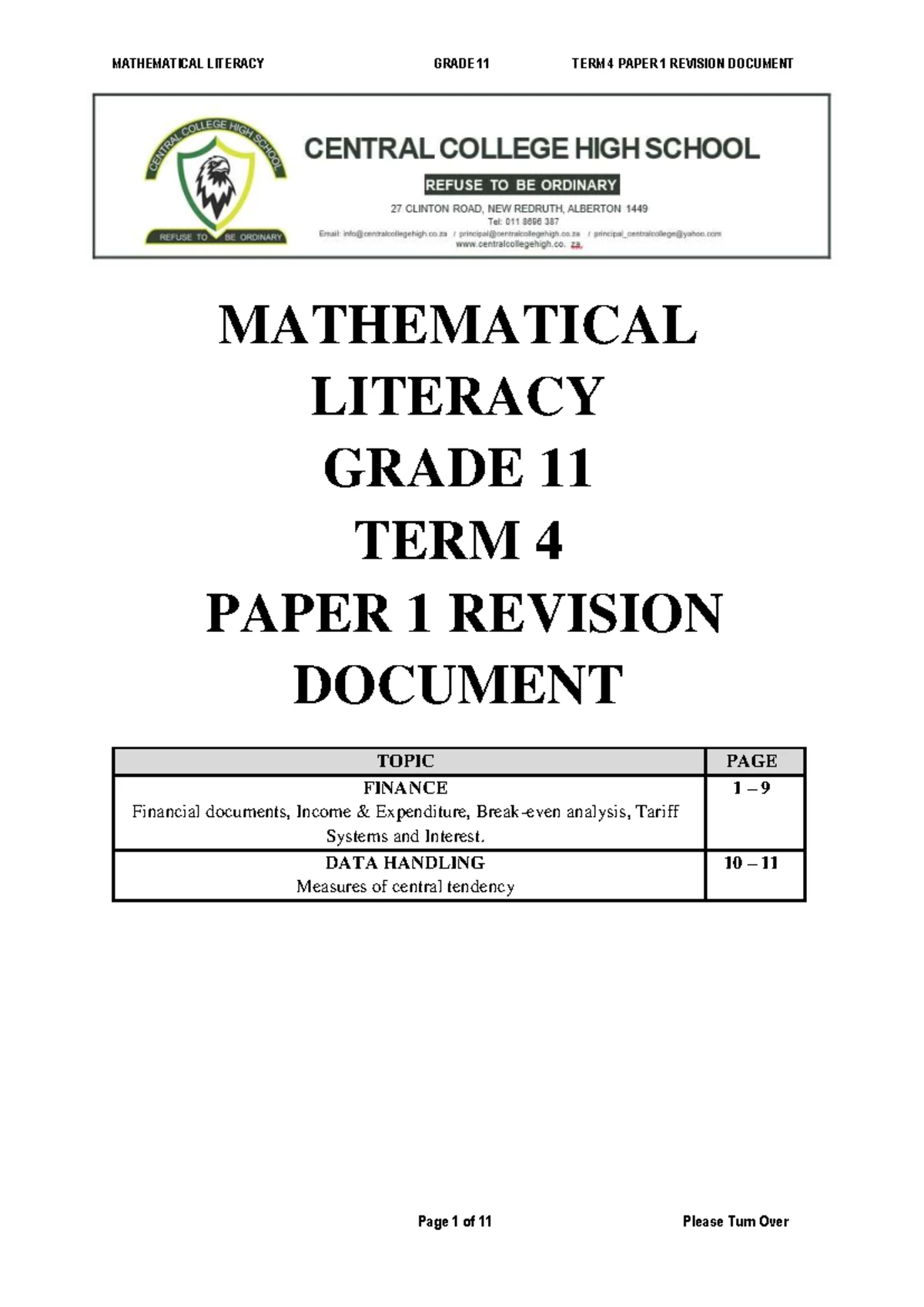Mathematical Literacy-Maps, Plans and other representations of the ...