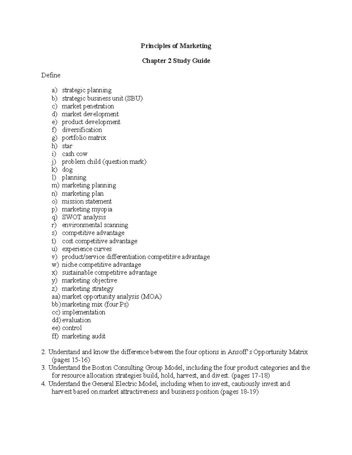 Principles of Marketing MKT 101: Chapter 2 Study Guide & Key Concepts - Studocu