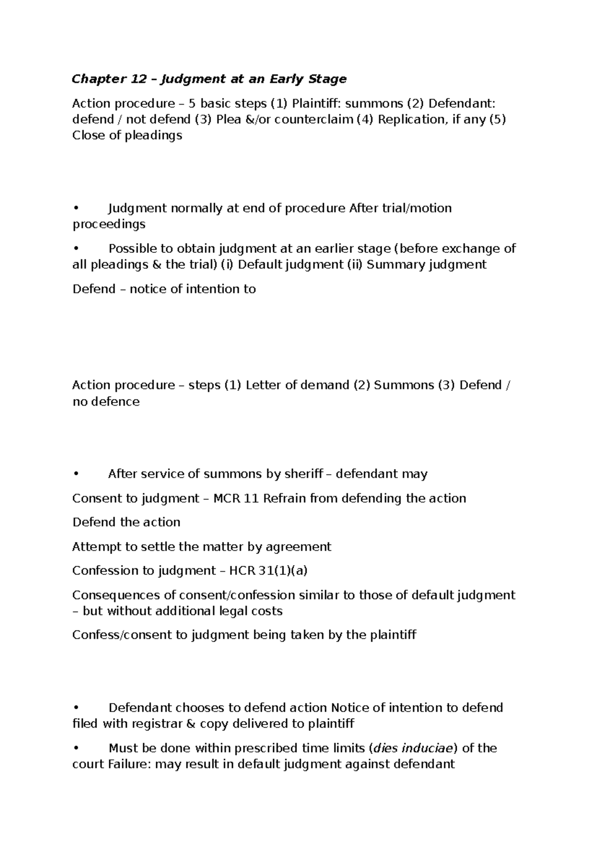Default Judgment Procedures in Civil Litigation (HCR 26, 31) - Studocu
