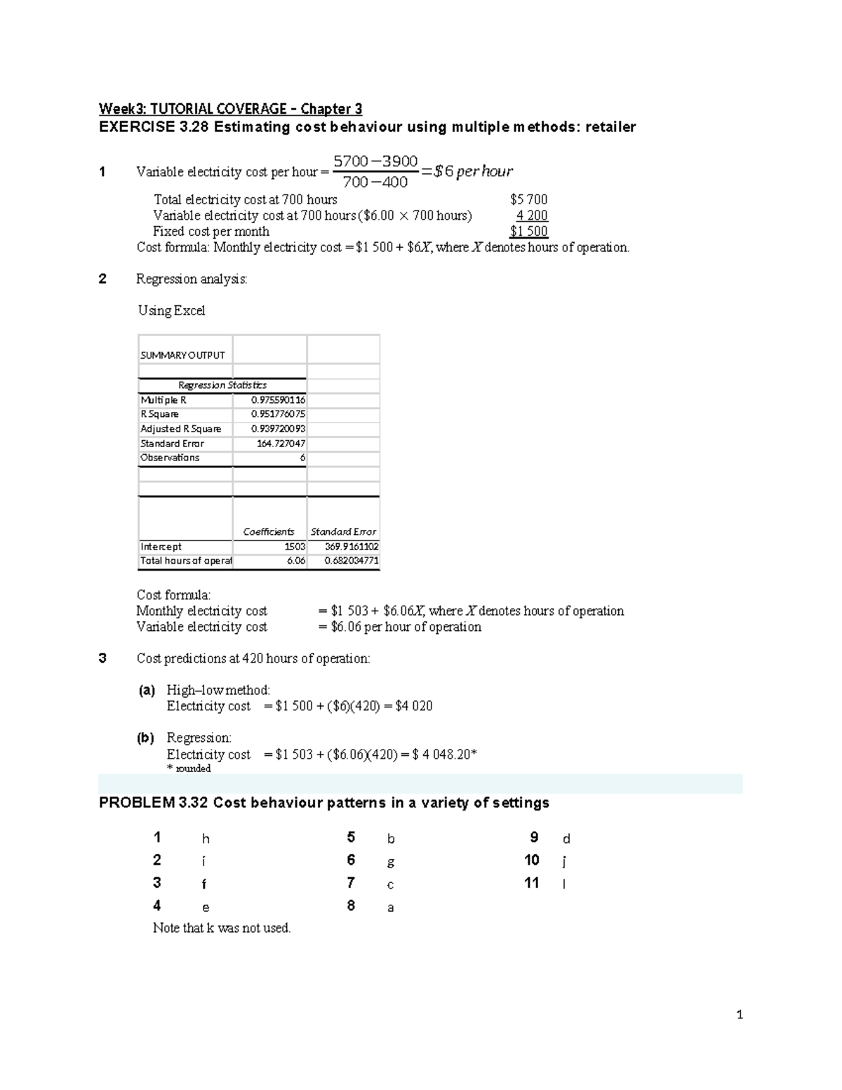 Week 3: Tutorial 2 Answers on Cost Behaviour & Analysis - Studocu