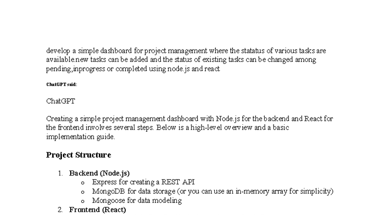 Developing a Simple Project Management Dashboard with Node.js & React ...