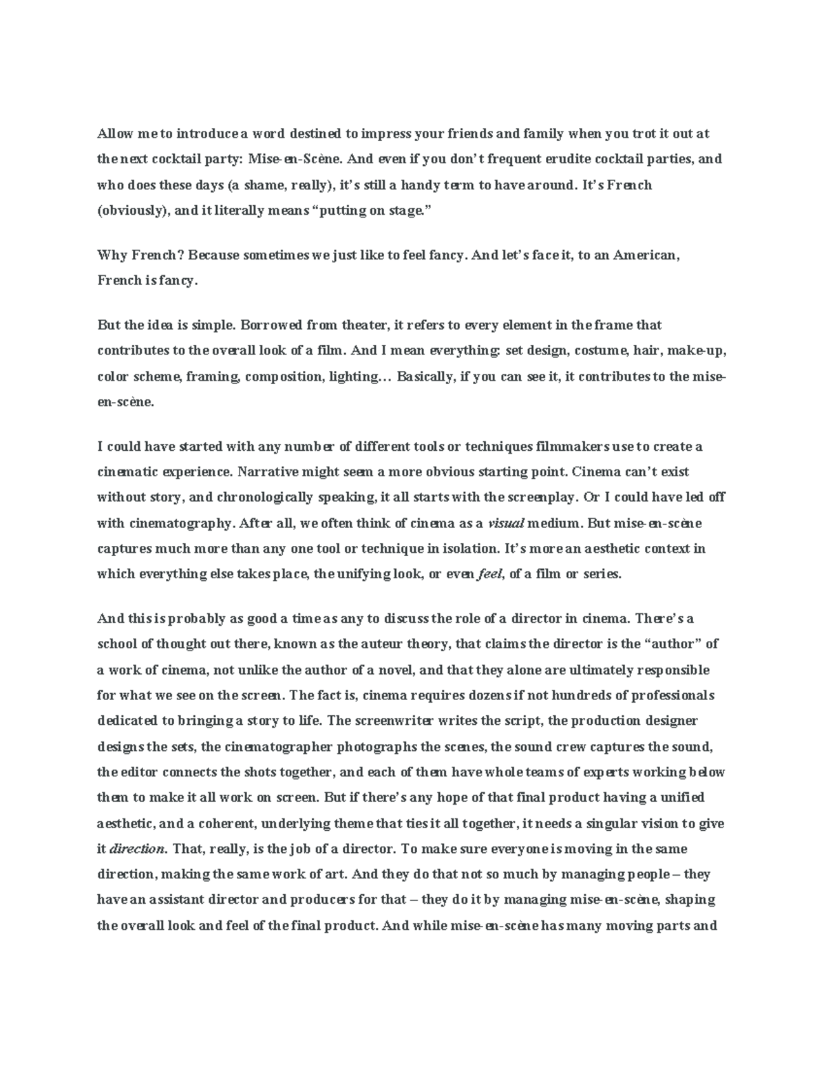 Understanding Mise-en-Scène in Film: Key Elements & Examples (CIN101 ...