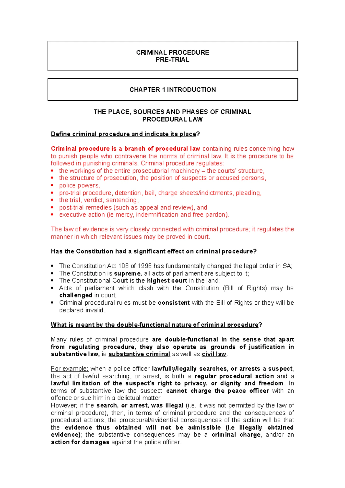 South Africa Law: Sentencing Procedures and Discretion (CRIM101) - Studocu
