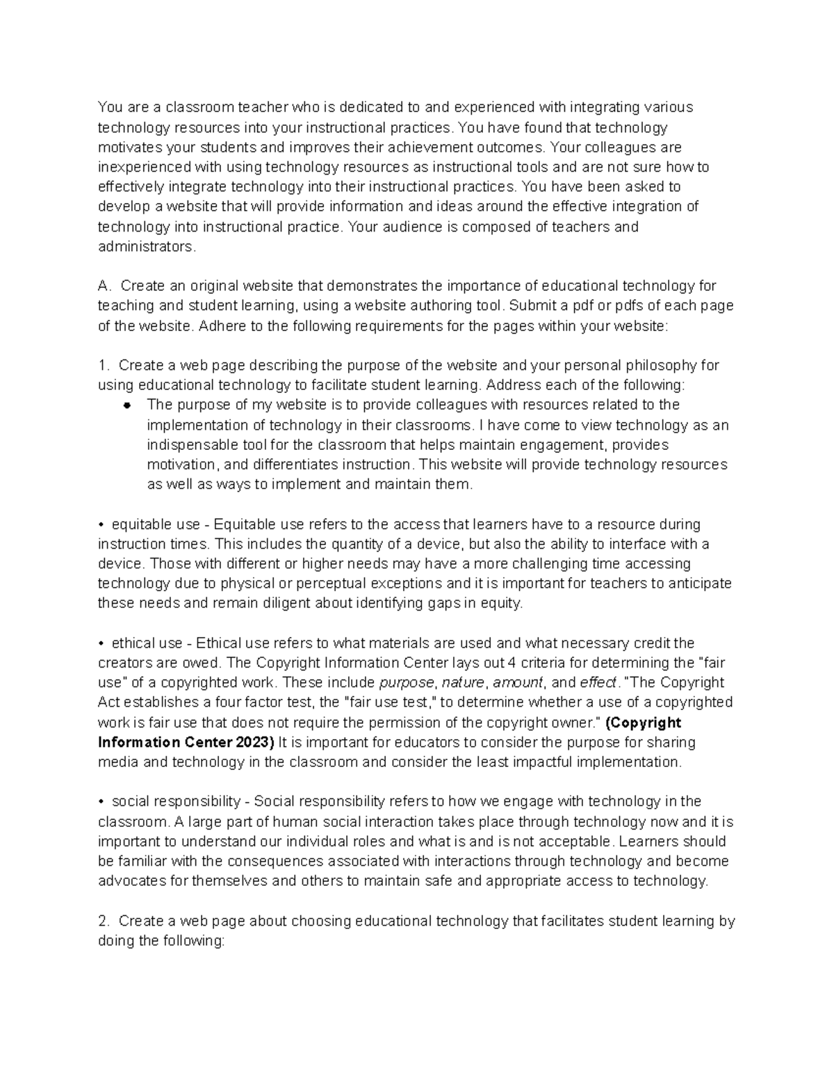 D092 Task 1 - Effective Integration of EdTech in Instructional ...