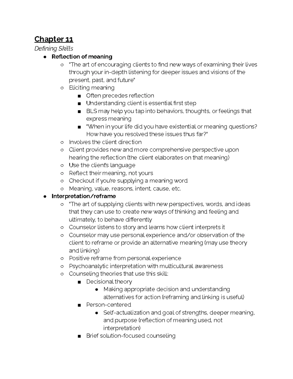 Techniques of Counseling Ch. 7 - Chapter 7 Reflection of Feelings A ...