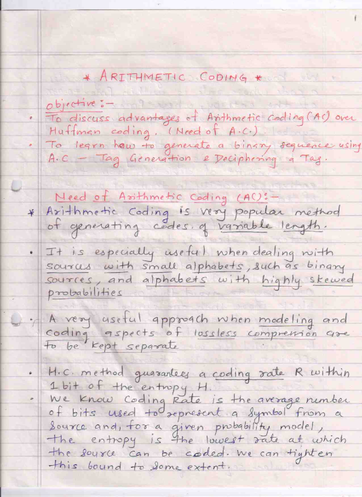 Lect9 Arithmetic Coding - analog and digital electronics - Studocu