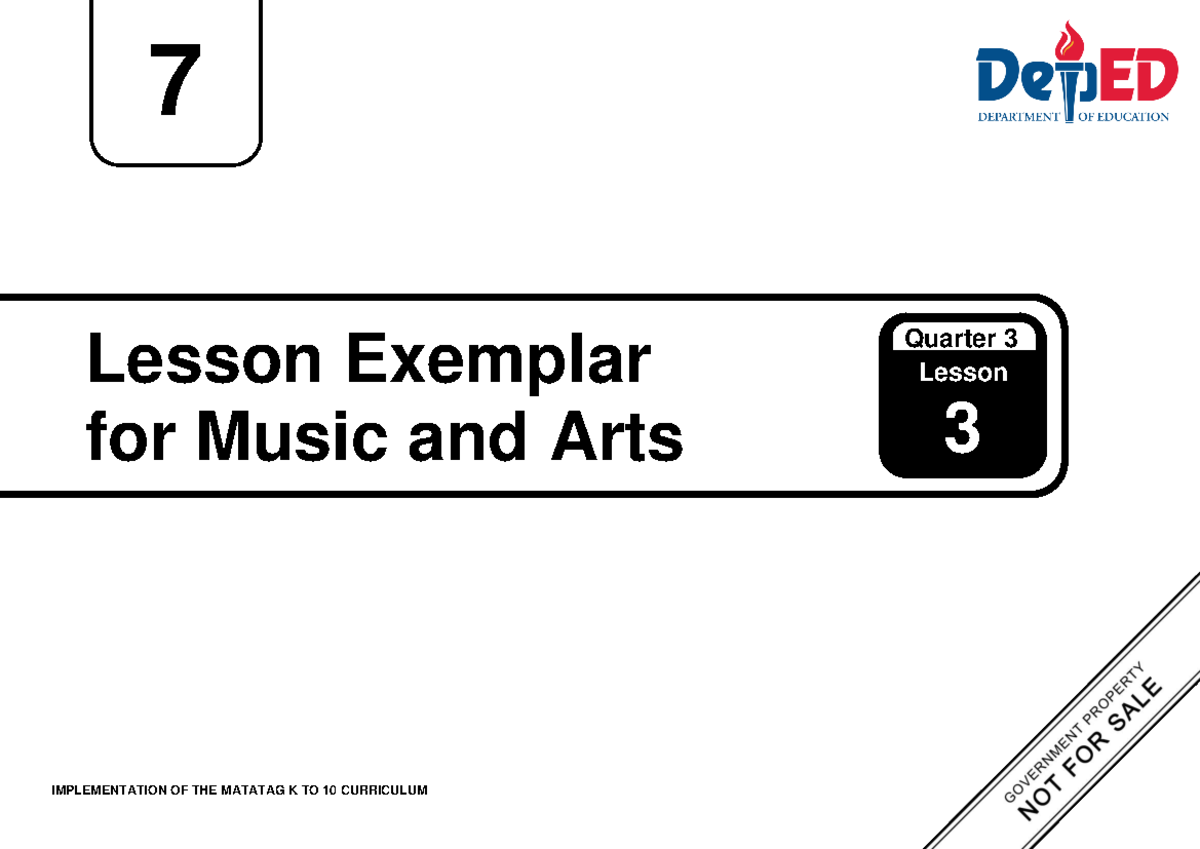 Q3 LE MA 7 Lesson 3 - Music & Arts Curriculum Exemplar (Week 5) - Studocu