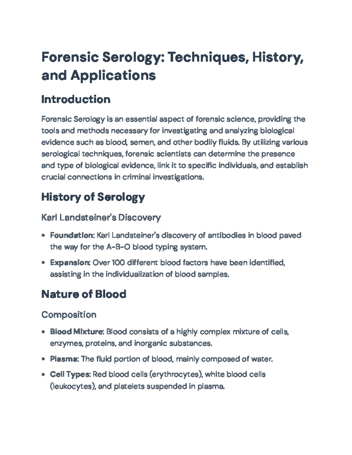 Forensic Serology: Techniques, History & Applications in Criminal ...