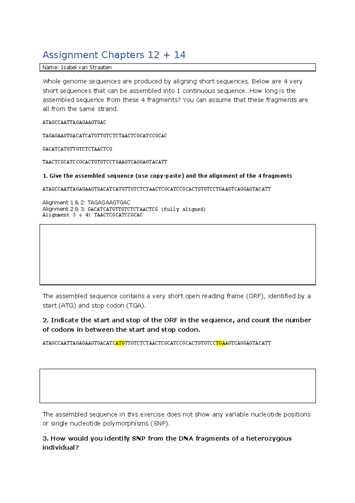 Assignment on Genome Sequences: Chapters 12 & 14 Analysis - Studeersnel