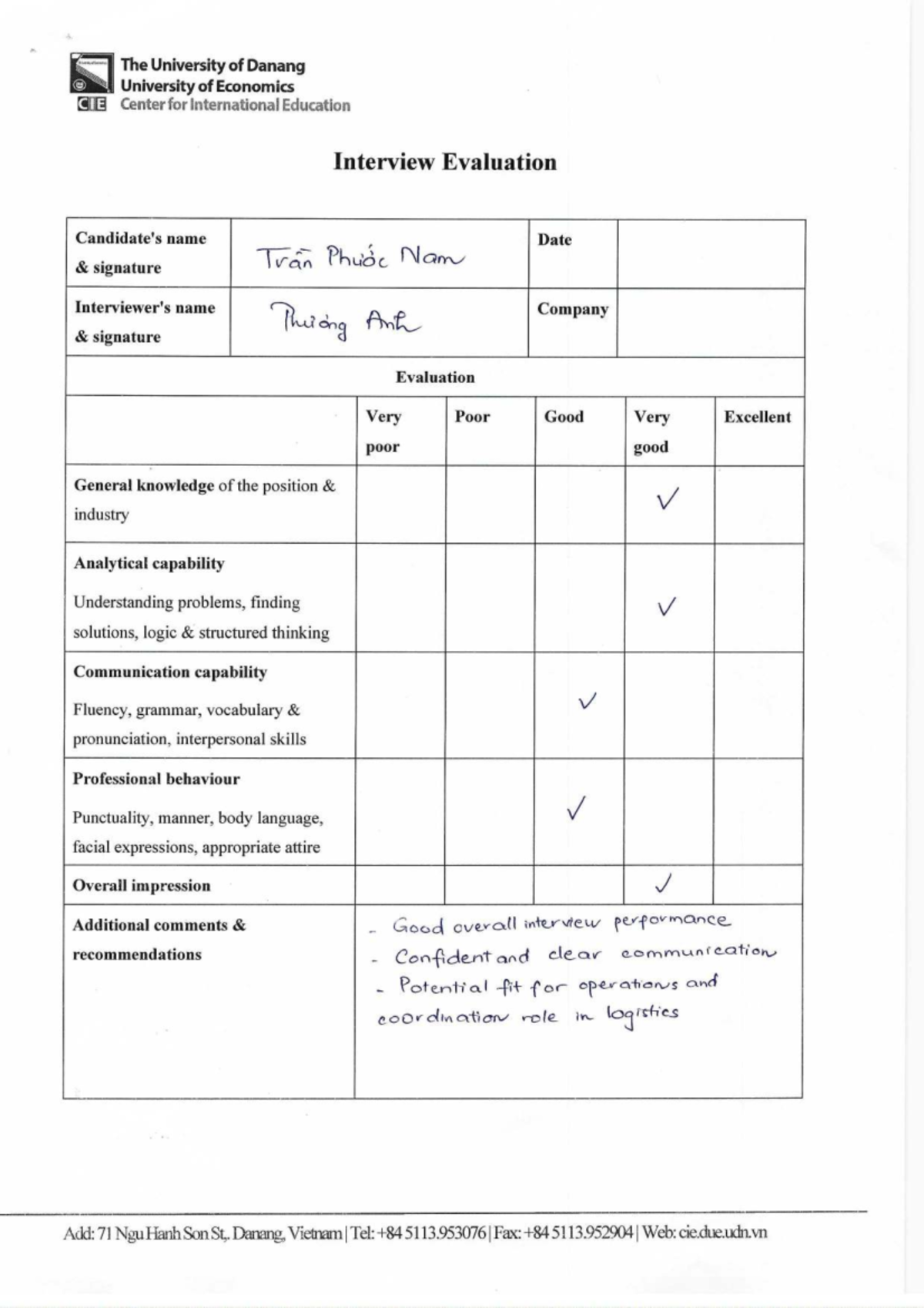 CIE 2023 Interview Evaluation Feedback Report - Studocu