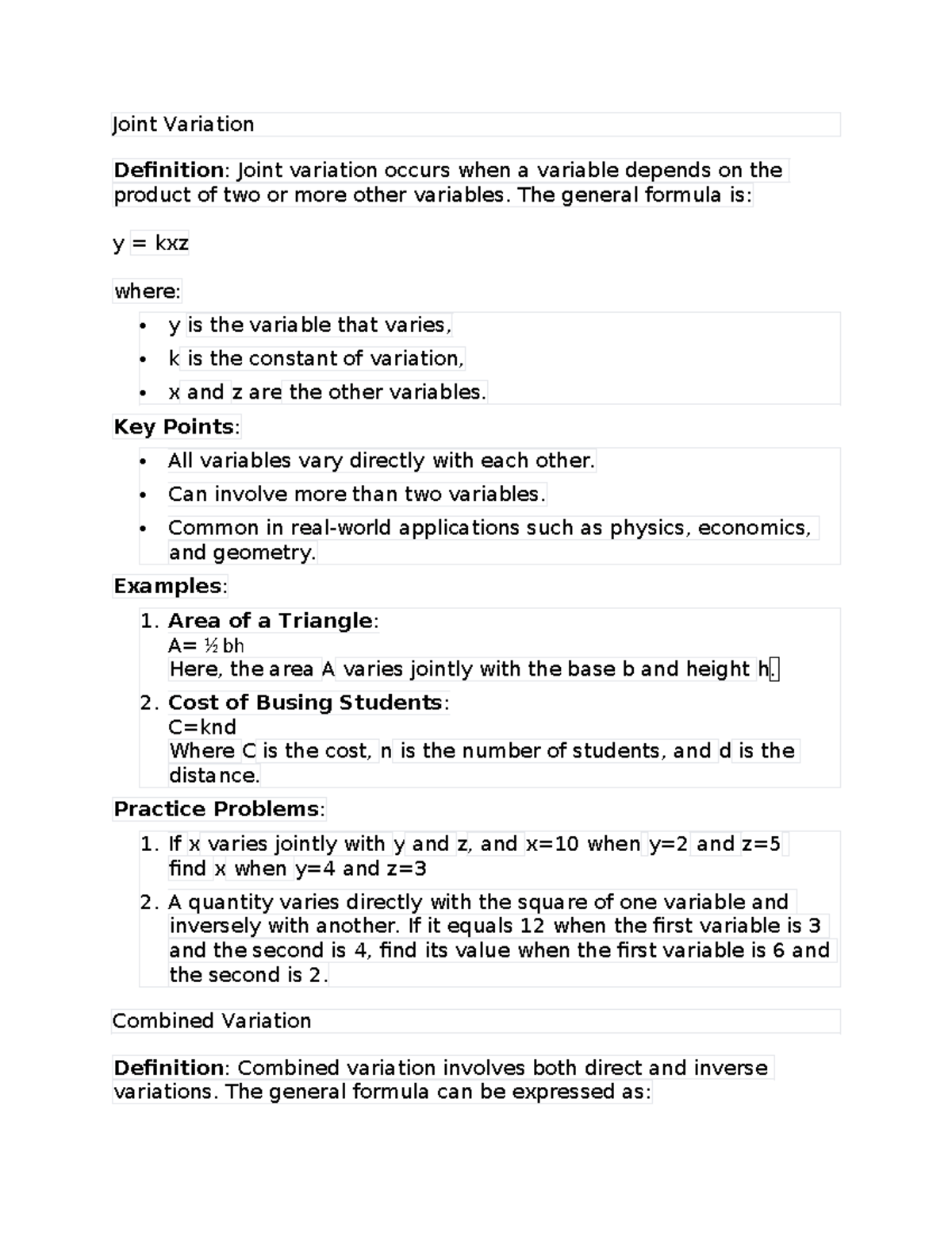 Math-reviewer - a reviewer for mathematics - Joint Variation Definition ...