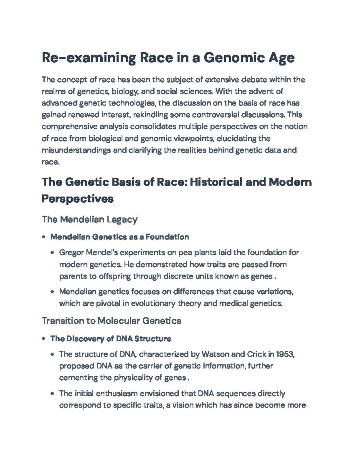 Re-examining Race: Genetic Myths and Realities in Modern Science - Re ...