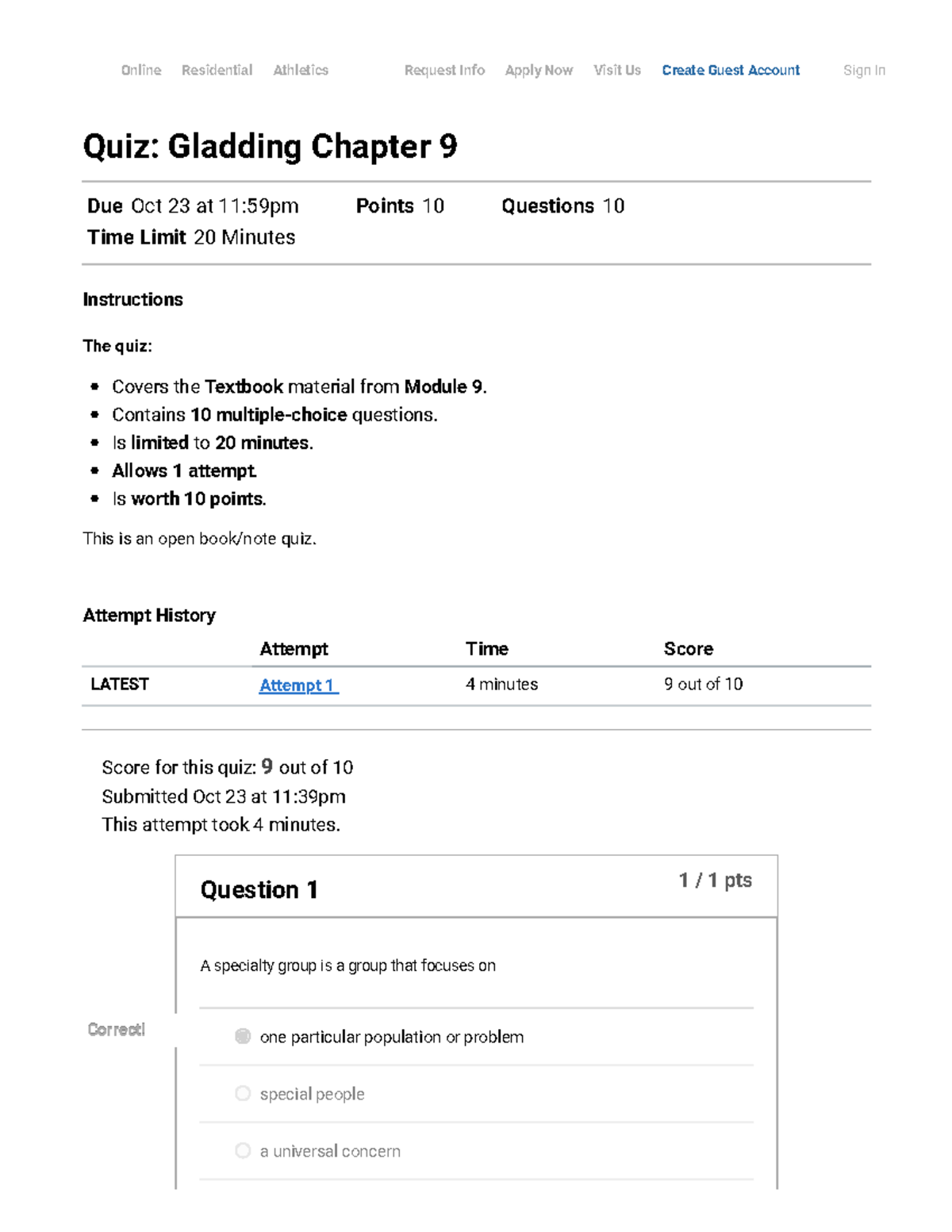 Gladding Quiz: Review for Chapter 9 (Due Oct 23, 10 pts) - Studocu