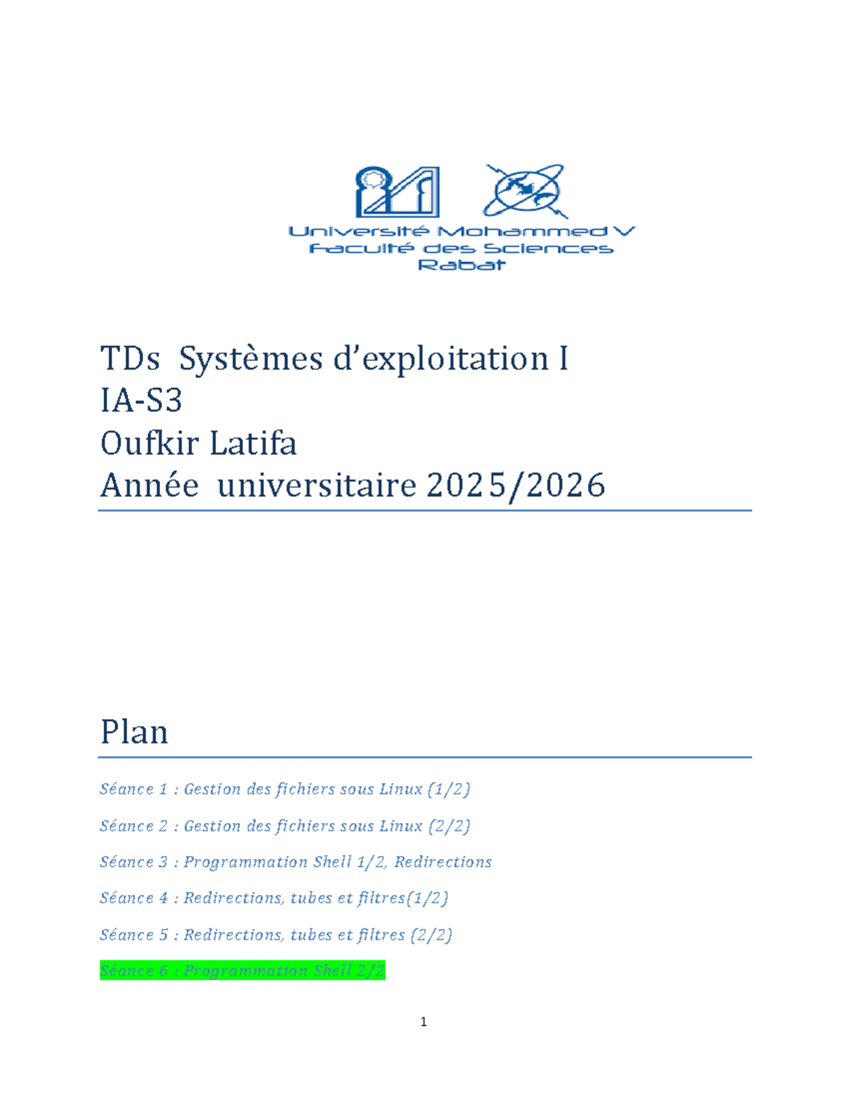 TD7 - Gestion des Fichiers et Programmation Shell sous Linux - Studocu