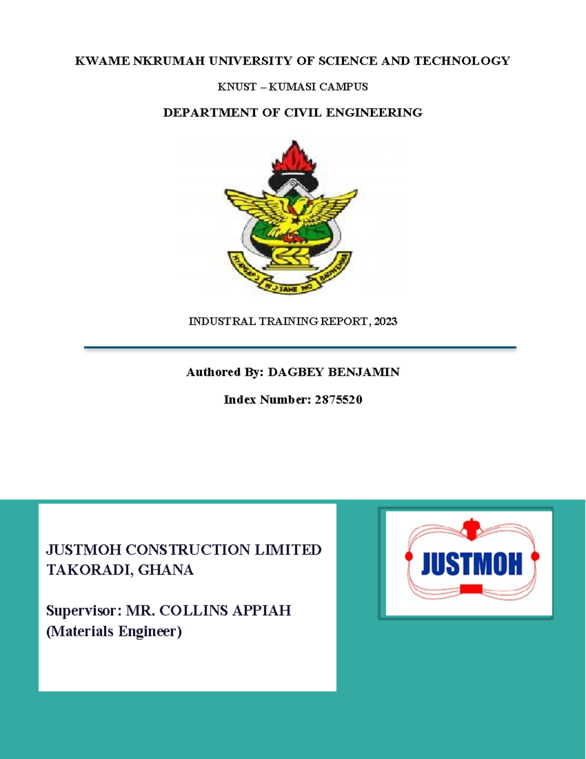 Internship Report for CE 2023: Insights from Justmoh Construction Ltd ...