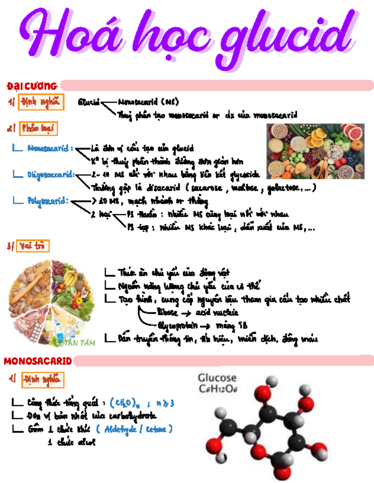 Notehs-4: Hoá Học Glucid - Monosacarid, Oligosacarid, Polysacarid - Studocu