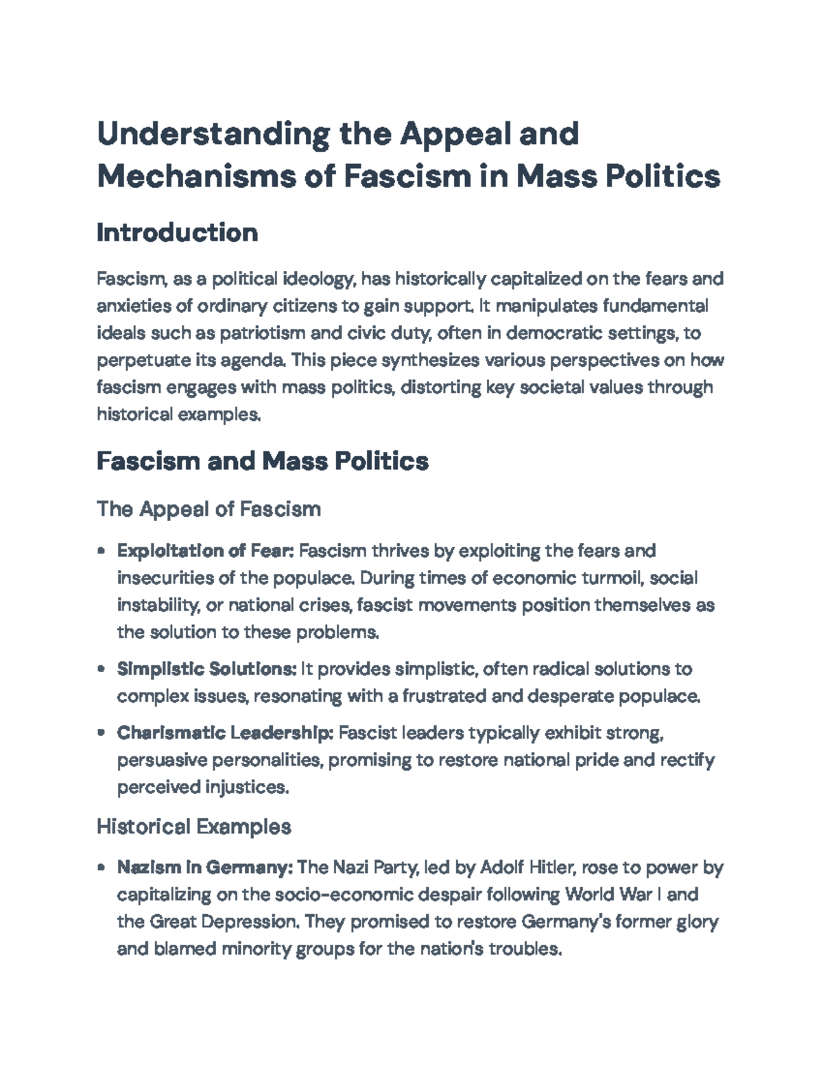 Understanding Fascism's Appeal in Mass Politics: Historical Insights ...