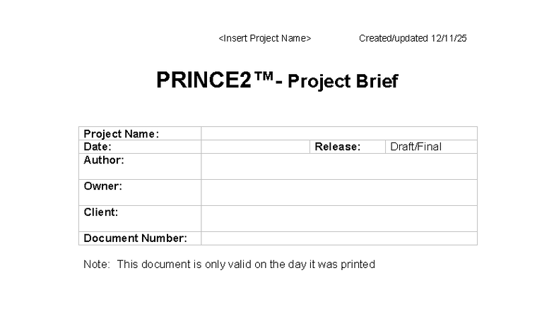 Project Brief Summary: Initiation & Overview - Studocu