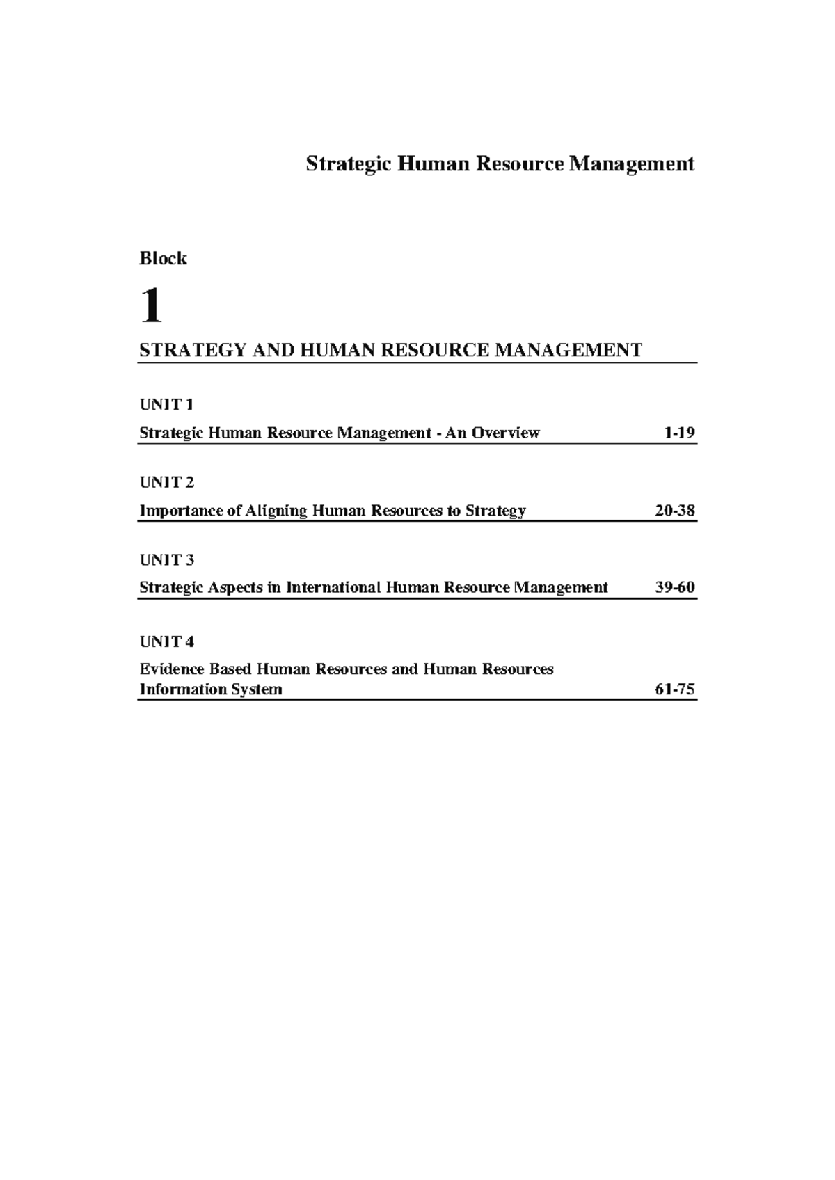 Strategic Human Resource Management Block 1: Overview and Key Concepts ...
