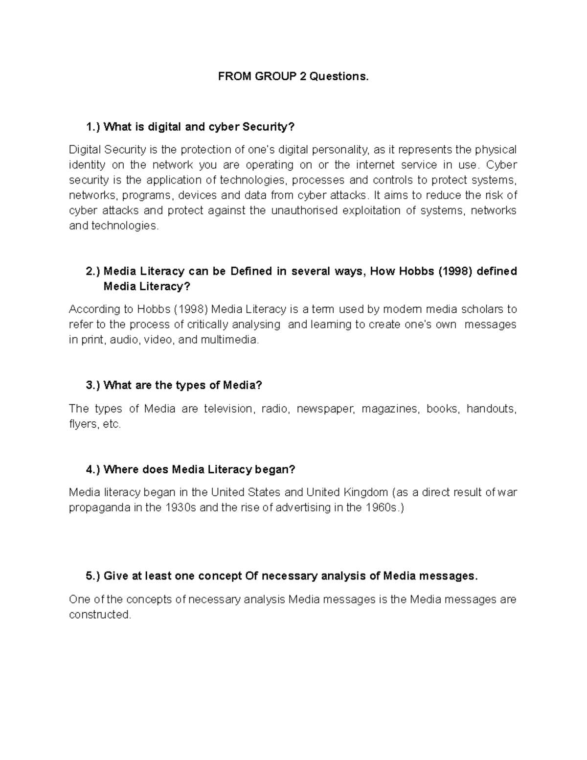Digital Literacy & Media Literacy Concepts: Panel Discussion Q&A - Studocu