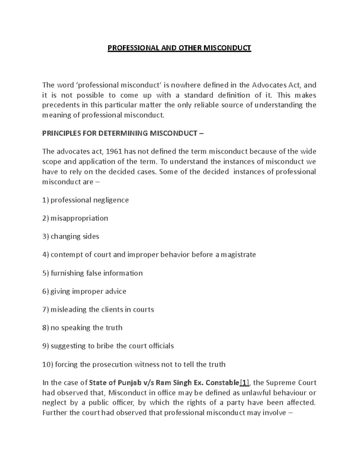 Professional Misconduct in Law: Key Principles & Case Studies - Studocu
