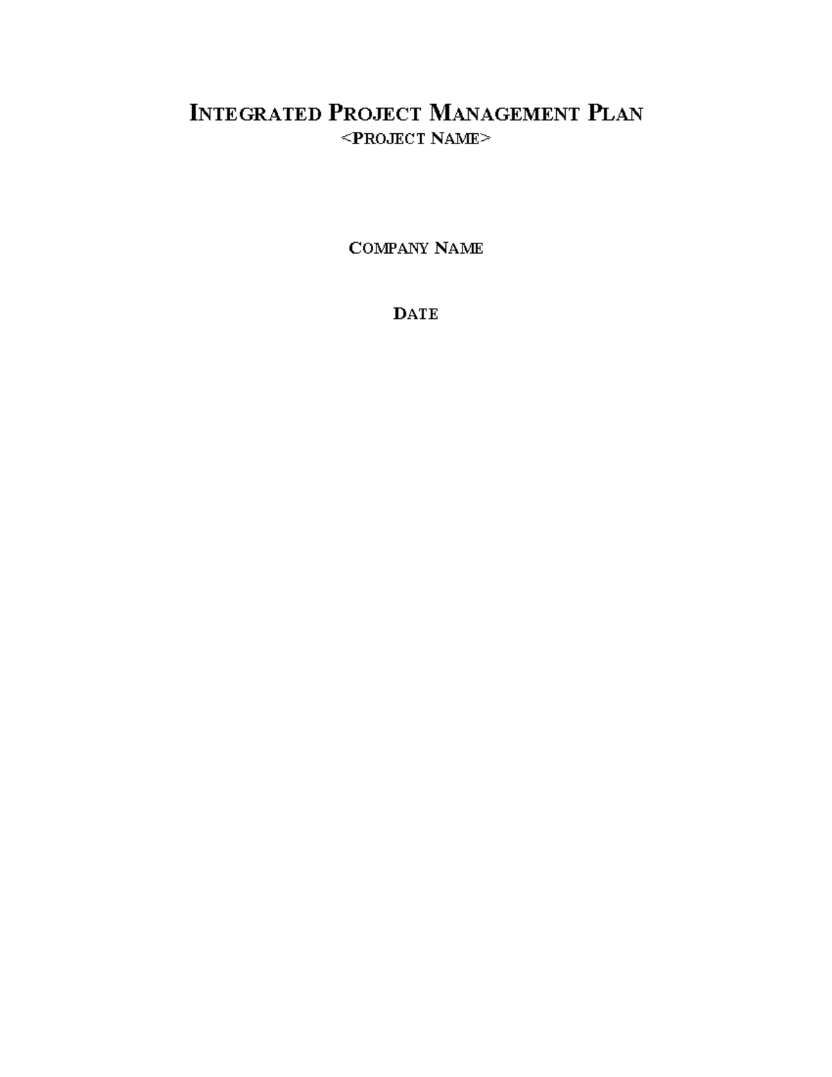 Integrated Project Management Plan for - Complete Outline - Studocu