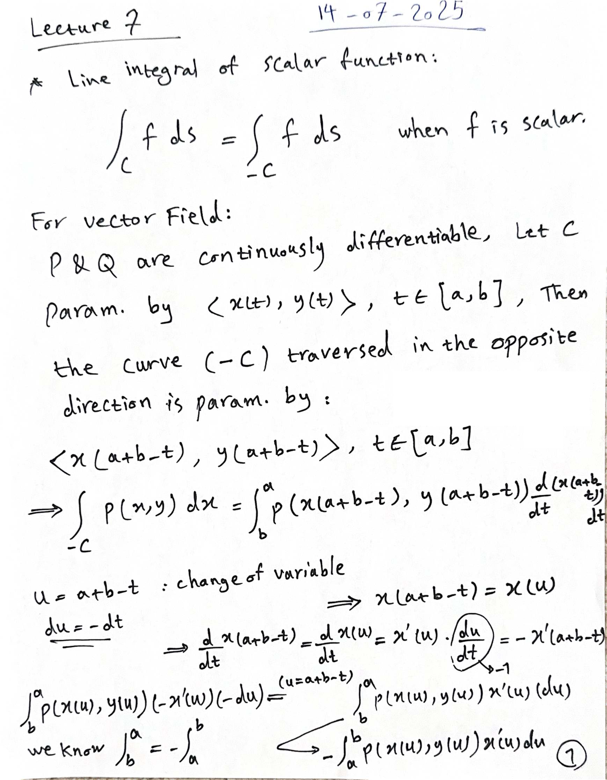 Lecture 7: Line Integrals and Conservative Vector Fields - Studocu