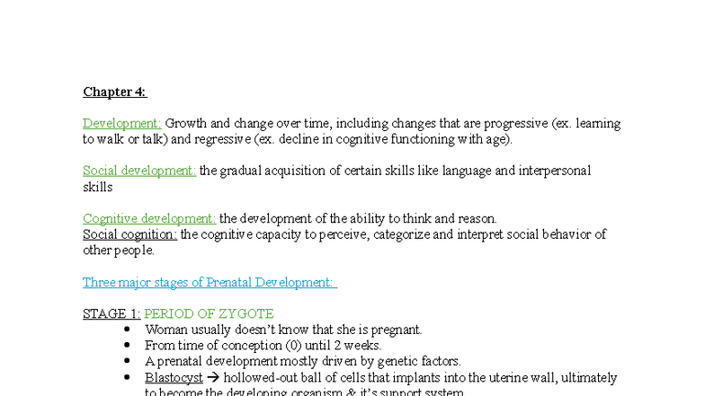 Chapter 4: Developmental Psychology Insights - PSY 1102 Notes - Studocu