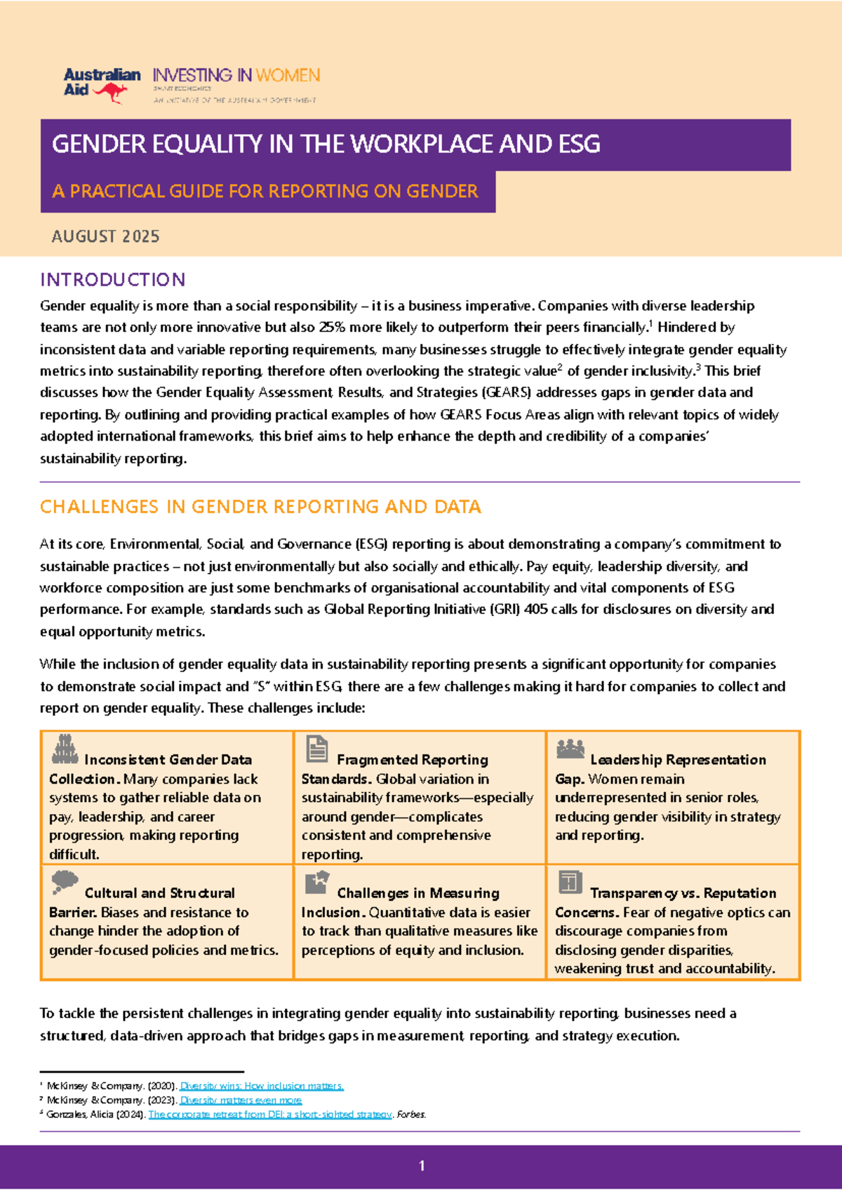 WGE 2025: Practical Guide to Gender Equality Reporting in ESG - Studocu