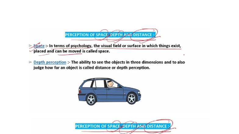 PSY 101: Depth and Motion Perception in Psychology - Studocu