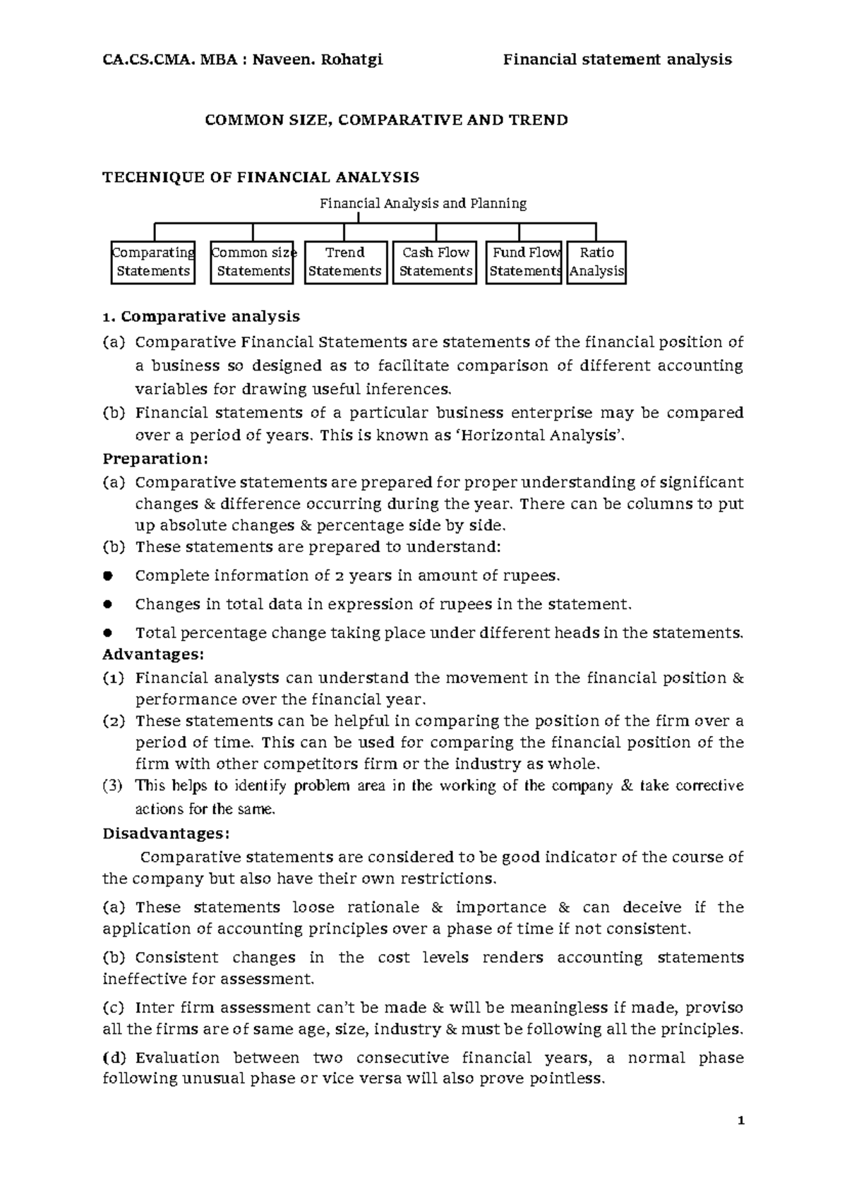 Common Size & Comparative Financial Analysis: Questions & Solutions ...