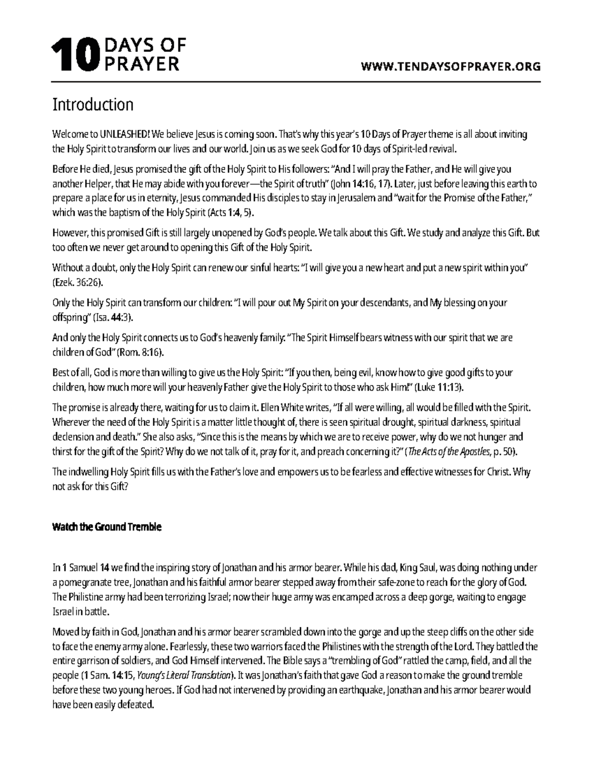 B Introduction: 10 Days of Prayer & the Holy Spirit 2026 - Studocu