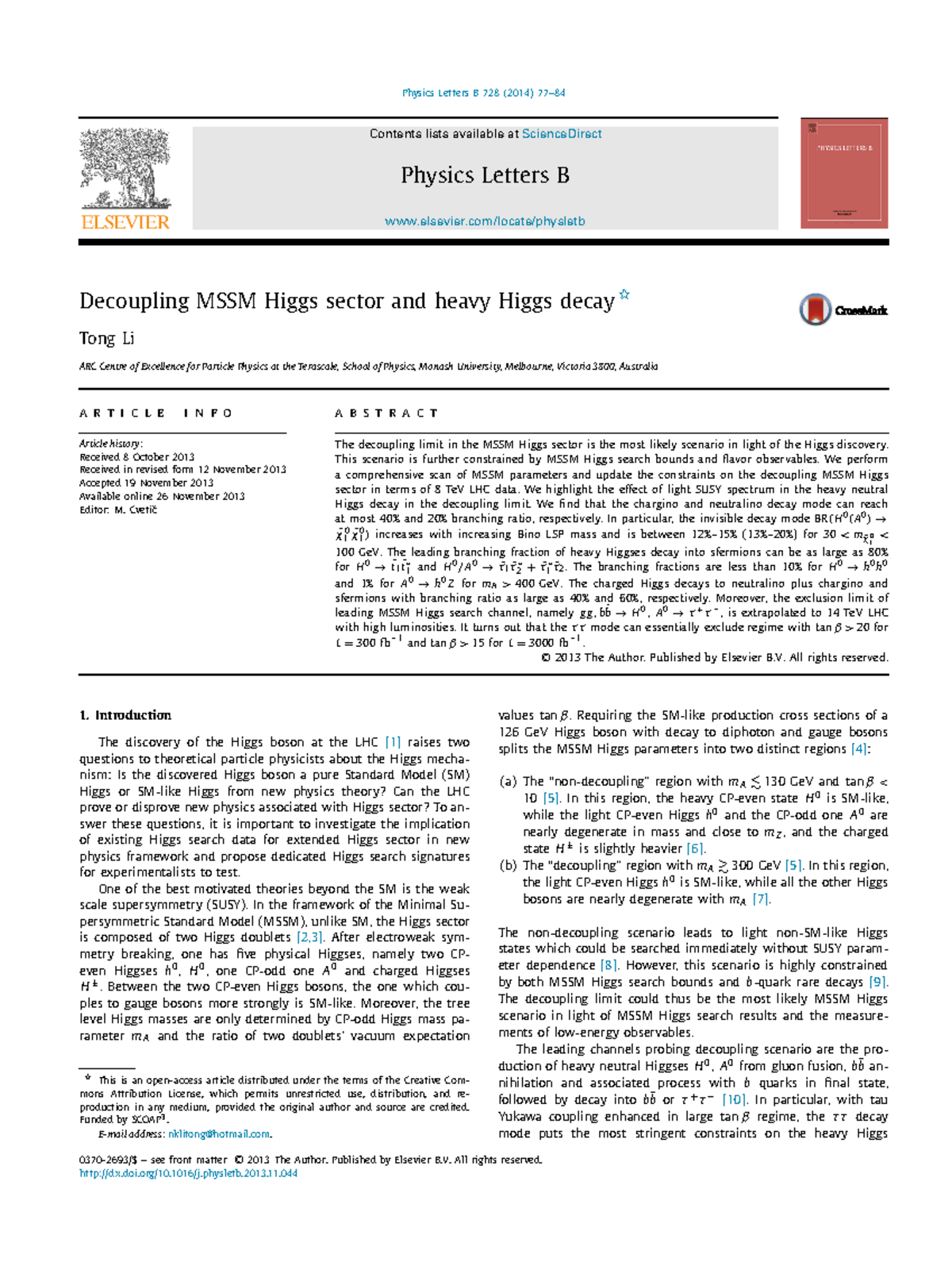 35078828 - Cours - Physics Letters B 728 (2014) 77– Contents lists ...