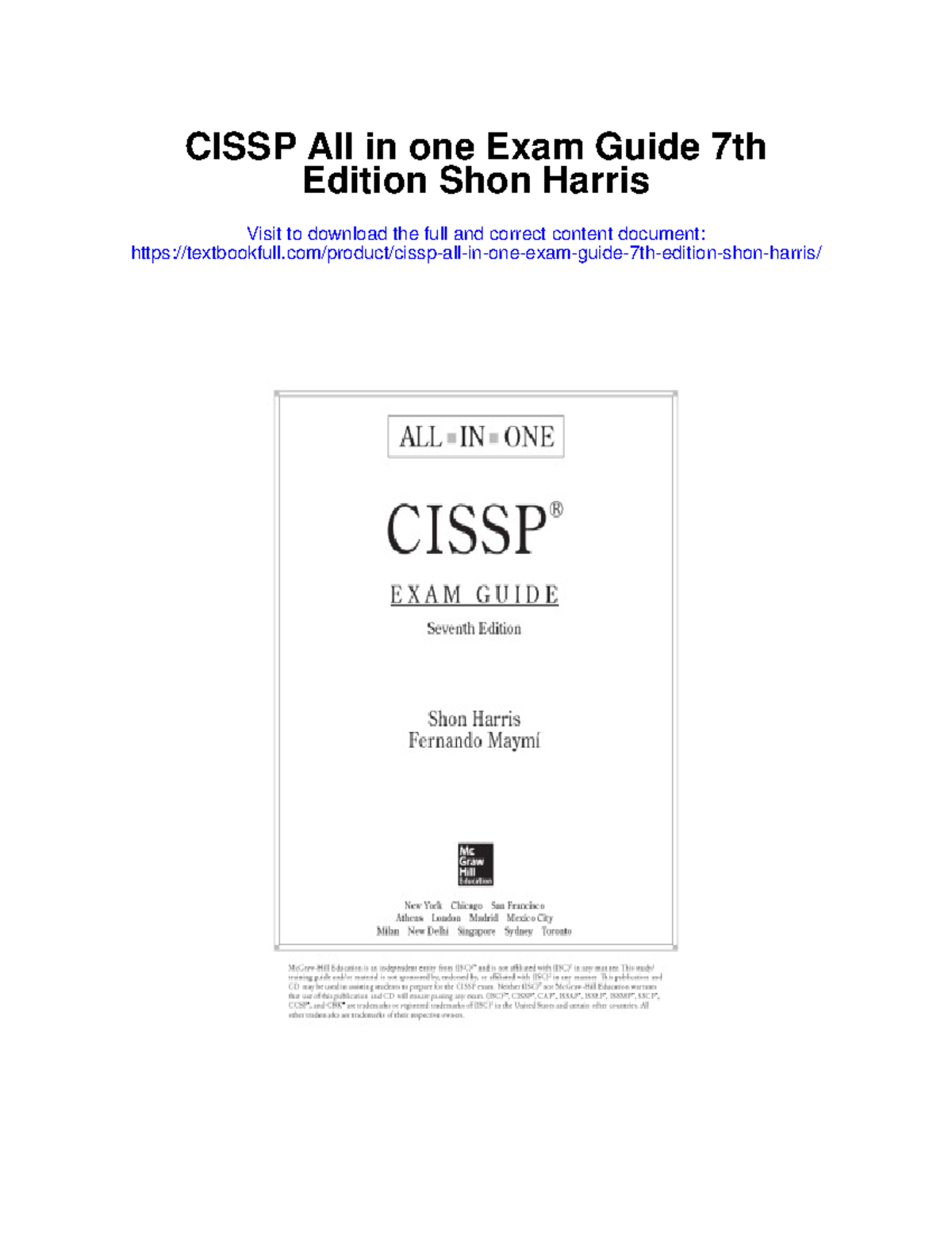 CISSP All-in-One Exam Guide (7th Ed) by Shon Harris - Full Content ...