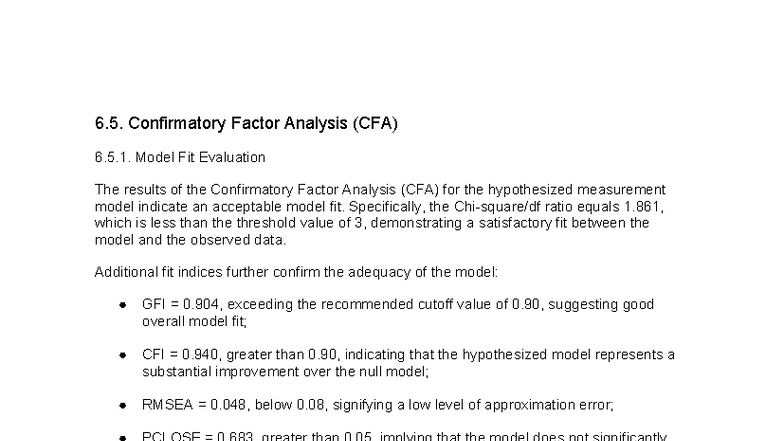 CFA Model Fit Evaluation and Latent Constructs Analysis for TACN ...