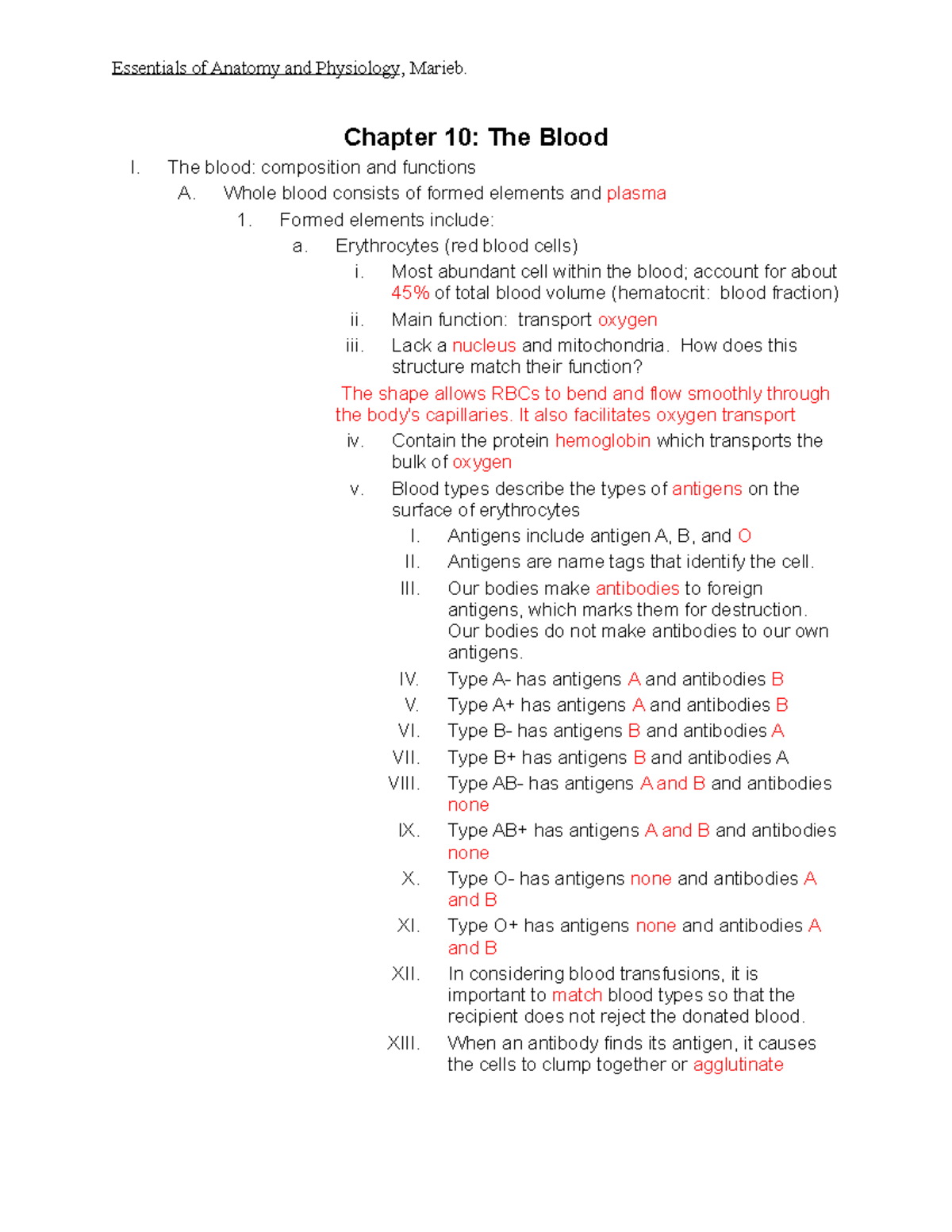 The Blood - questions with answers and pictures - Essentials of Anatomy ...