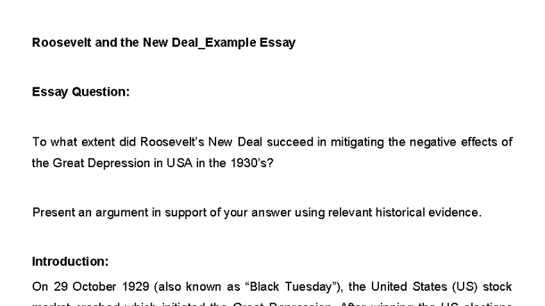 Roosevelt and the New Deal: Analyzing Successes and Failures Essay ...