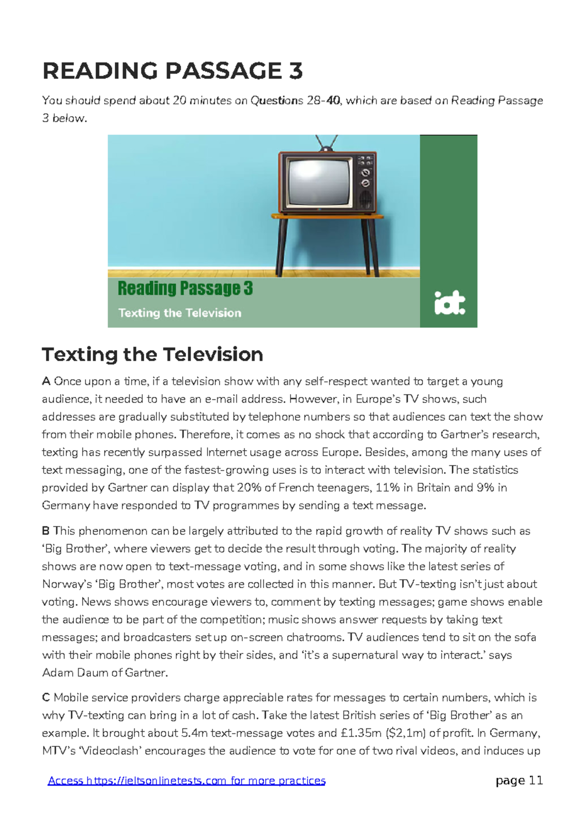 Texting the Television - READING PASSAGE 3 You should spend about 20 ...