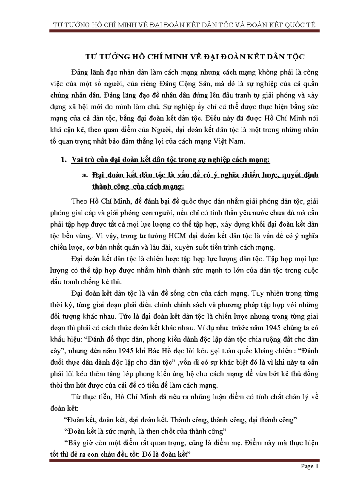 Tieu luan tu tuong ho chi minh ve dai doan ket dan toc va doan ket quoc ...